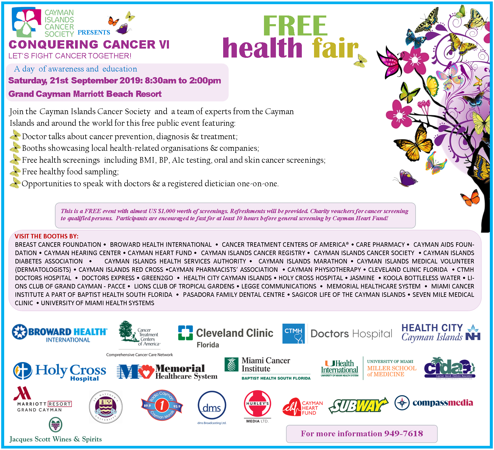 Conquering Cancer VI - FREE Health Fair - Cayman Islands Cancer Society ...